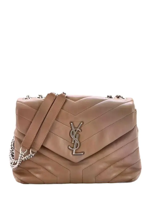 Saint Laurent Loulou Matelasse Chevron Leather Small Shoulder Bag - Neutrals