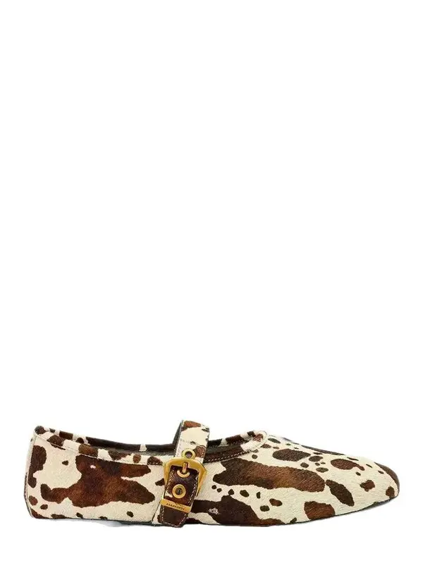 ALLSAINTS Sabine Cow-print Buckled Ballet Flats - Neutrals
