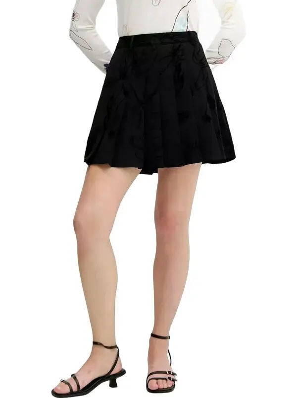 Desigual Flocked Floral Mini Skirt - Black