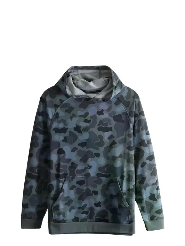 FREE FLY Camouflage-print Raglan-sleeve Hoodie - Blue