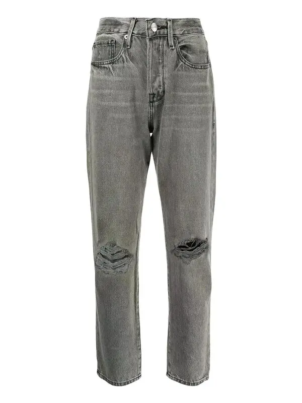 FRAME Grey Distressed Mom Jeans - Blue