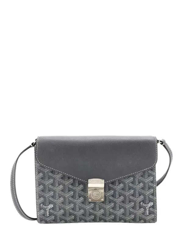 Goyard Chypre Wallet On Strap Coated Canvas With Leather Crossbody Bag - Grey