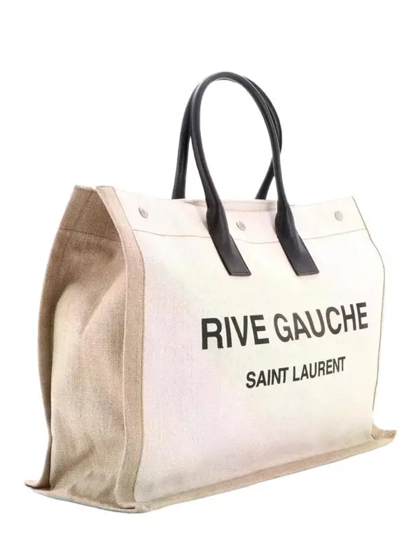 Saint Laurent Rive Gauche Shopper Canvas Large Tote Bag - Neutrals