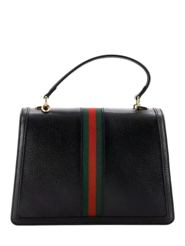Gucci Ophidia Flap Top Handle Bag Leather Small Satchel - Black