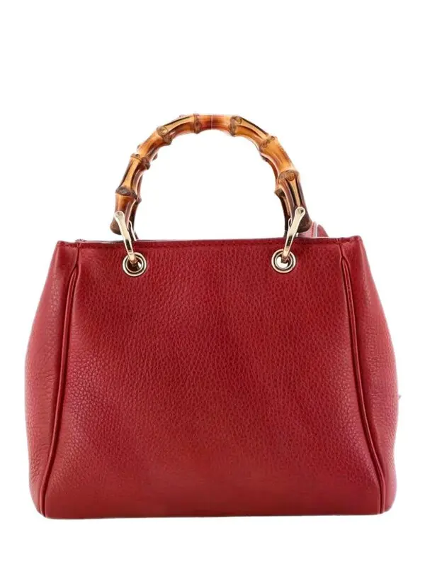 Gucci Bamboo Shopper Tote Leather Mini Satchel - Red