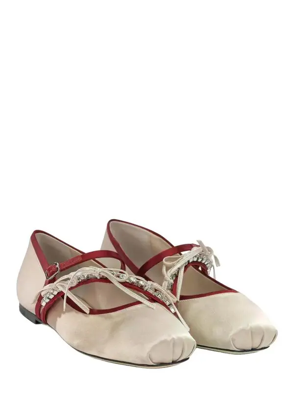 JIMMY CHOO Loli Crystal-embellished Ballet Flats - Neutrals