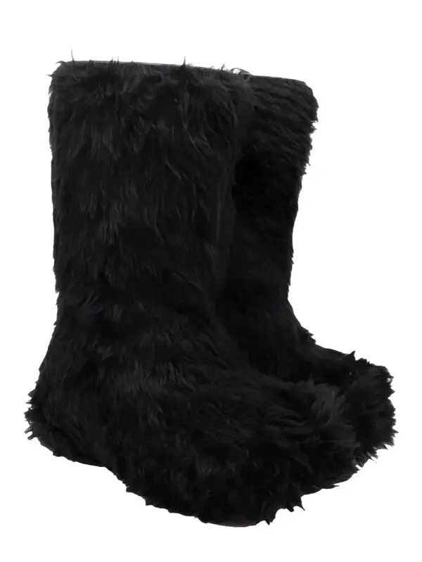 Balenciaga Faux Fur Crocs Boots - Black