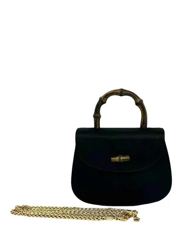 Gucci 2000-2015 Mini Satin Bamboo Night Satchel - Black