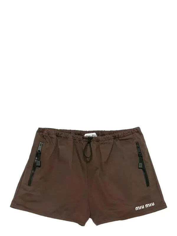 Miu Miu Logo Print Drawstring Shorts - Brown