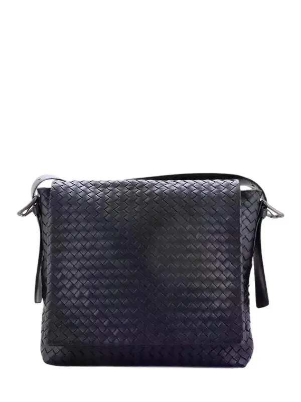 Bottega Veneta Square Flap Messenger Bag Intrecciato Nappa Medium Crossbody Bag - Black