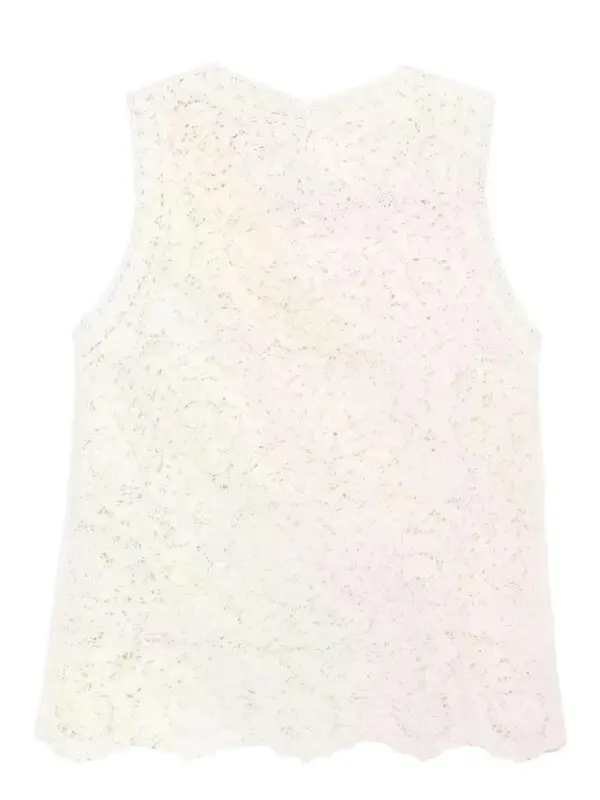 SEMICOUTURE Guipure-lace Sleeveless Top - Neutrals