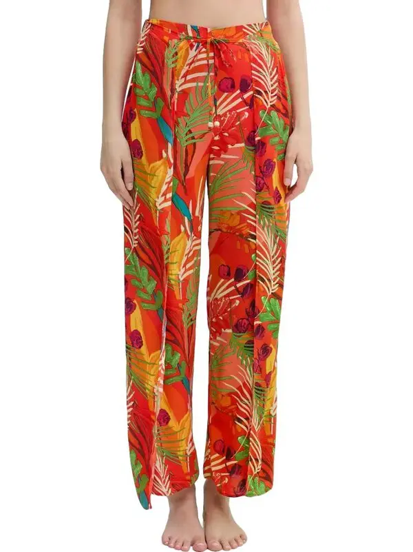 Desigual Tropical-print Wide-leg Trousers - Red
