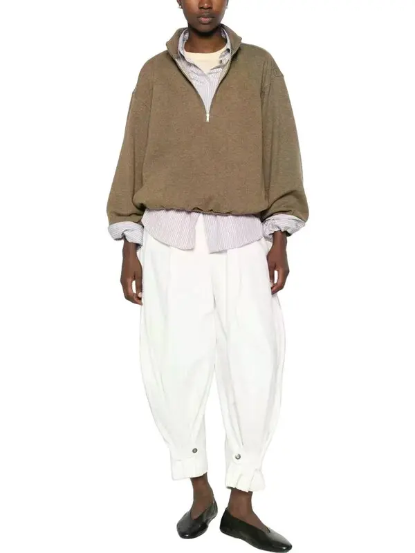 LAMRONS Quarter-zip Sweater With Elasticated Hem - Brown
