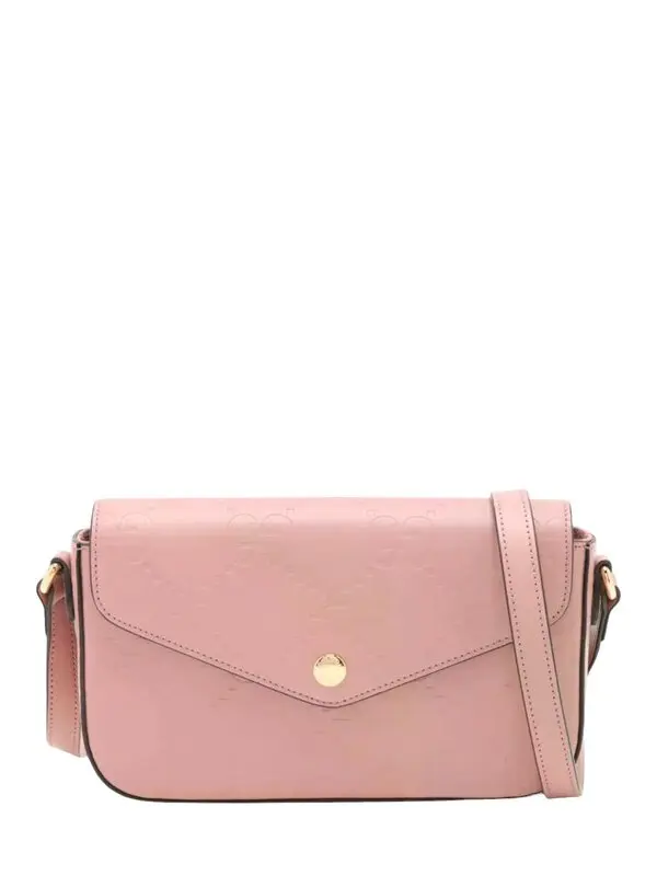 Gucci 2000-2015 Super Mini Gg Jumbo Embossed Leather Pochette Crossbody Bag - Pink