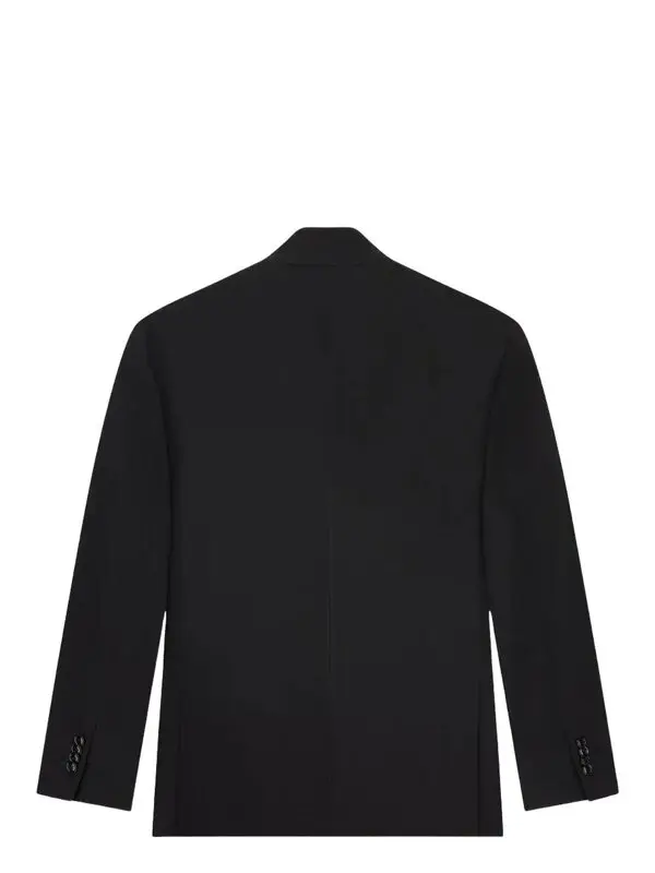 Giorgio Armani Mandarin Collar Virgin Wool Jacket - Black