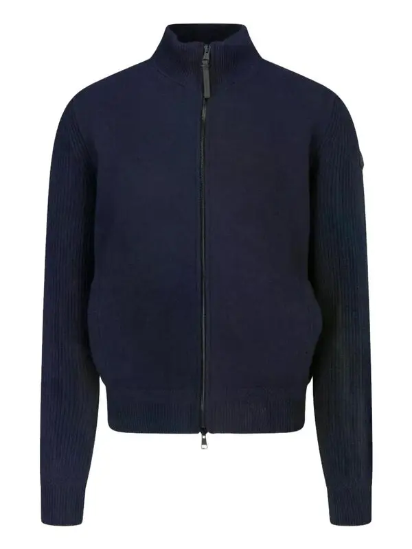 Moncler Wool & Cashmere Zip-up Cardigan - Blue