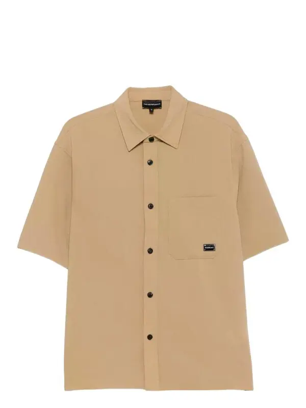 Emporio Armani Logo-plaque Short-sleeve Shirt - Neutrals