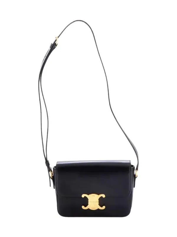 Celine Triomphe Shoulder Bag Smooth Calfskin Teen Crossbody Bag - Black