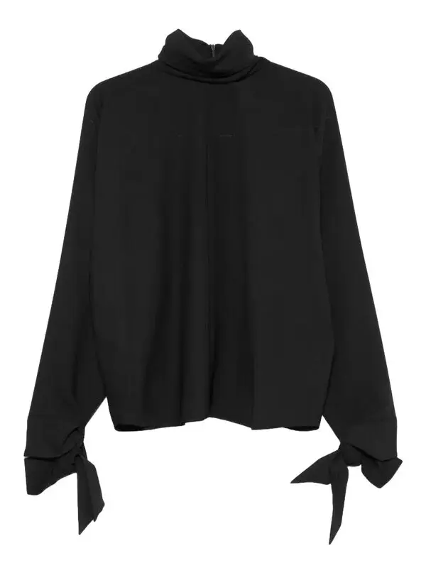 Emporio Armani Tie-cuff High-neck Blouse - Black