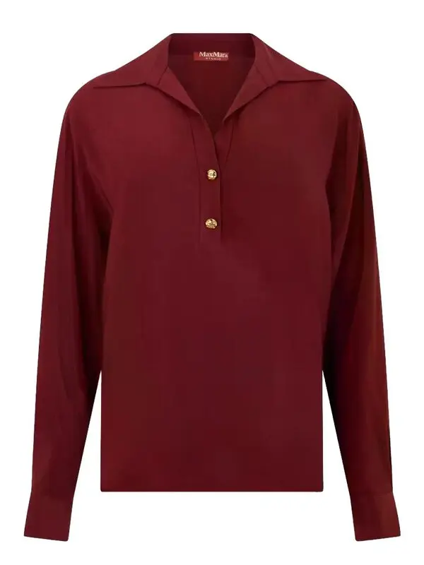 Max Mara Silk Long-sleeve Polo Shirt - Red