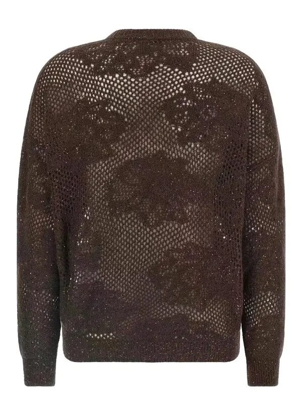 Brunello Cucinelli Floral-lace Sweater - Brown