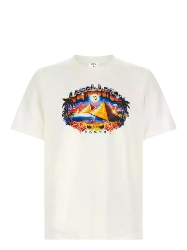 Casablanca Graphic-print Cotton T-shirt - Neutrals
