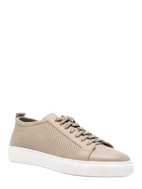 HENDERSON BARACCO Beige Leather Perforated Lace-up Sneakers - Neutrals
