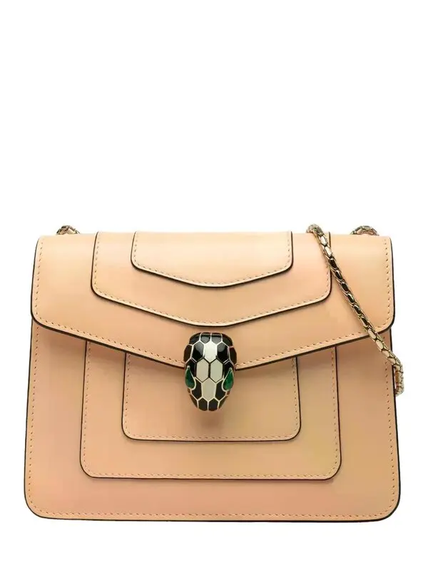 BVLGARI 2000-2026 Small Leather Square Serpenti Forever Chain Crossbody Bag - Neutrals