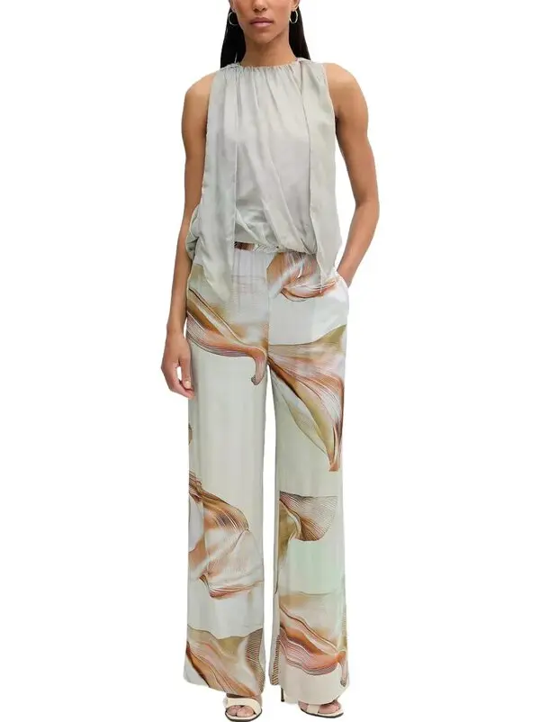 ISABELLE BLANCHE Draped Sleeveless Top With Keyhole Detail - Neutrals