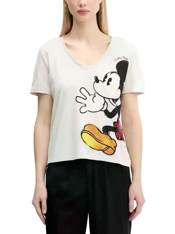 Desigual Graphic-print V-neck T-shirt - Neutrals