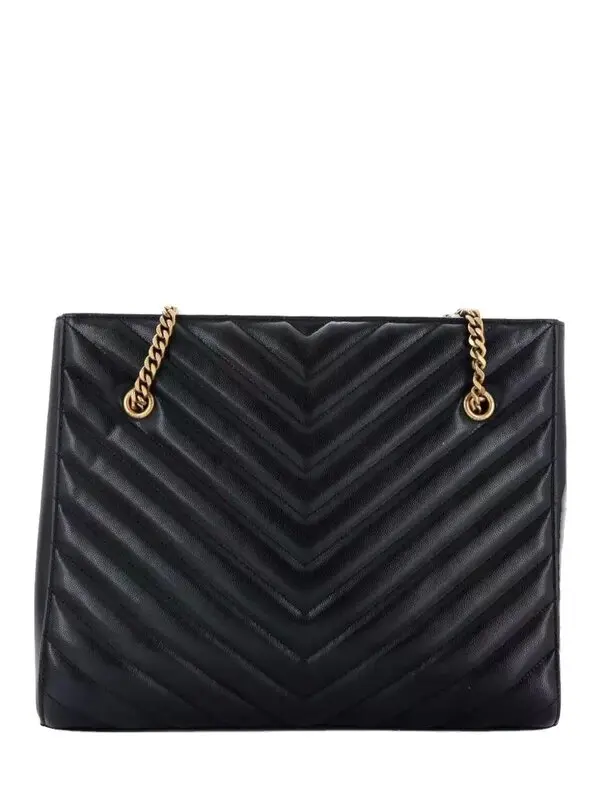 Saint Laurent Tribeca Shopping Matelasse Chevron Leather Medium Tote Bag - Black