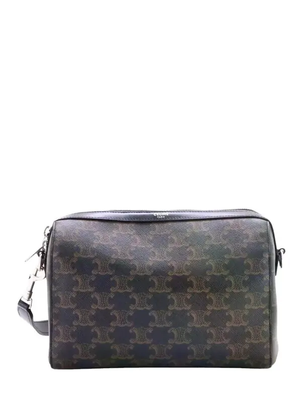 Celine Triomphe Coated Canvas Mini Boston Travel Bag - Black