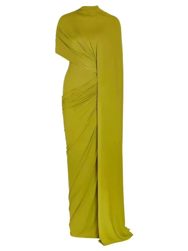 DEME Daphne Draped Asymmetric-design Maxi Dress - Green