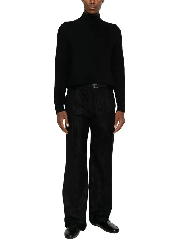 Fedeli Ribbed-knit High-neck Pullover - Black