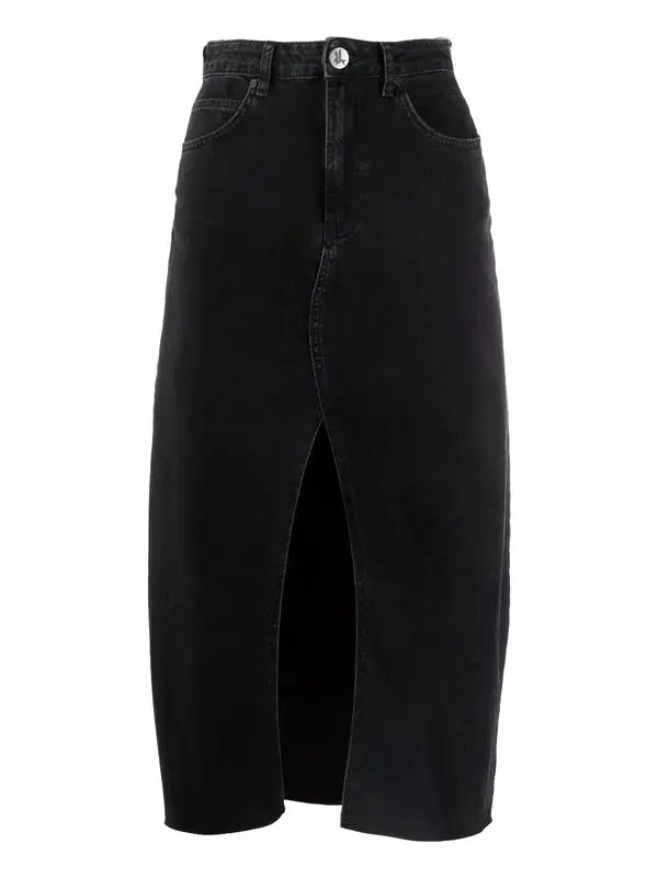 ONETEASPOON Rocko Faded Denim Midi Skirt - Black