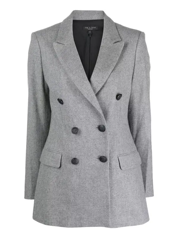 Rag & Bone Double-breasted Virgin Wool-blend Blazer - Grey