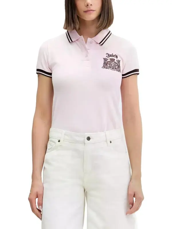 Juicy Couture Logo-embroidered Tipped Polo Top - Pink