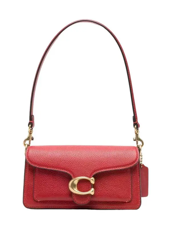 COACH Logo-plaque Pebbled-leather Shoulder Bag - Red