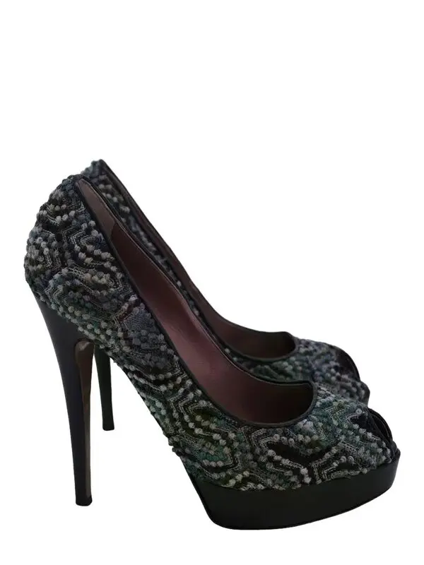 Missoni Peep-toe Platform Stiletto Pumps - Grey