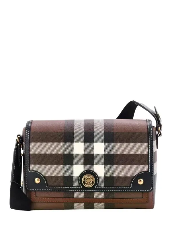 Burberry Note Check Canvas And Leather Medium Cross Body Bag - Black