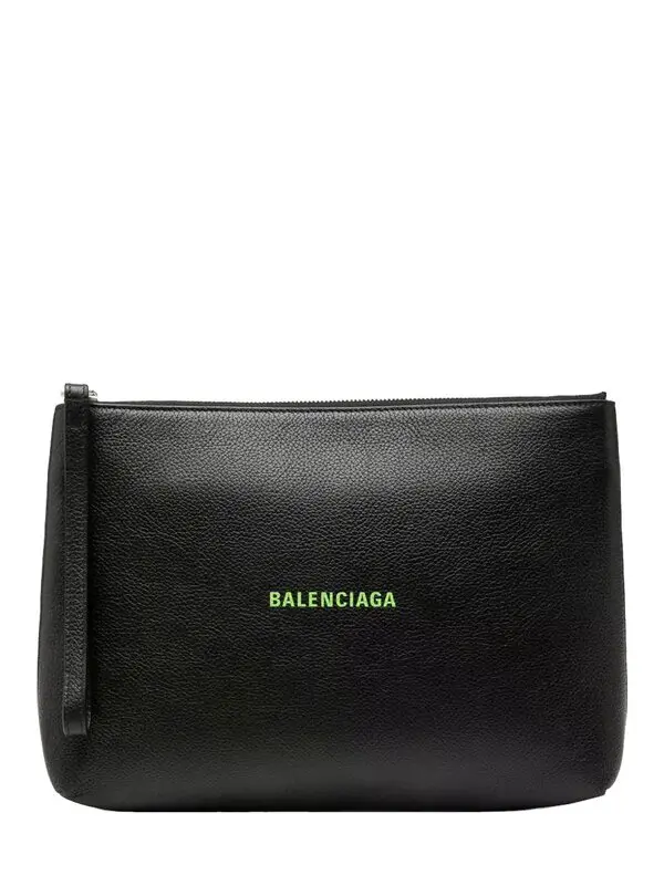 Balenciaga 2021 Leather Everyday Clutch Bag - Black