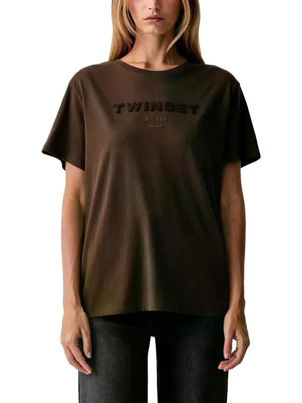 TWINSET Logo-embroidered T-shirt - Brown
