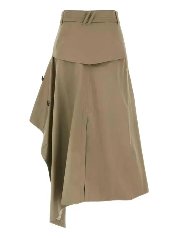 Burberry Asymmetric Gabardine Skirt - Neutrals