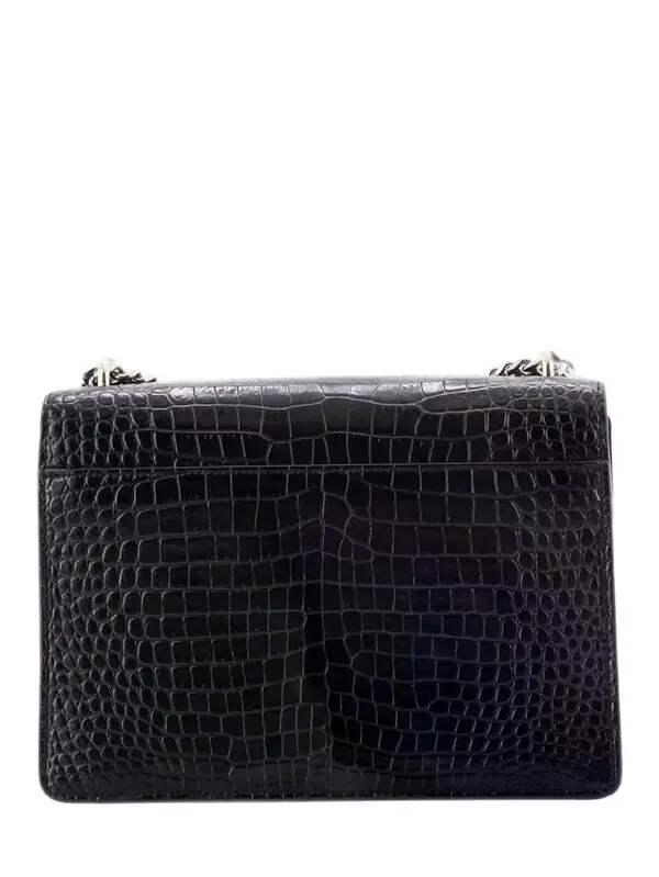Saint Laurent Sunset Crocodile Embossed Leather Medium Crossbody Bag - Black