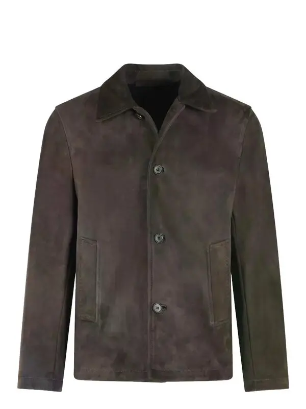 SALVATORE SANTORO Suede Button-up Jacket - Brown