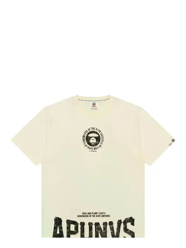 AAPE BY *A BATHING APE Logo-print Cotton T-shirt - Neutrals