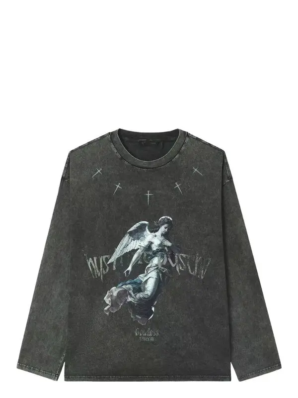 FIVE CM Angel-print Long-sleeved T-shirt - Grey
