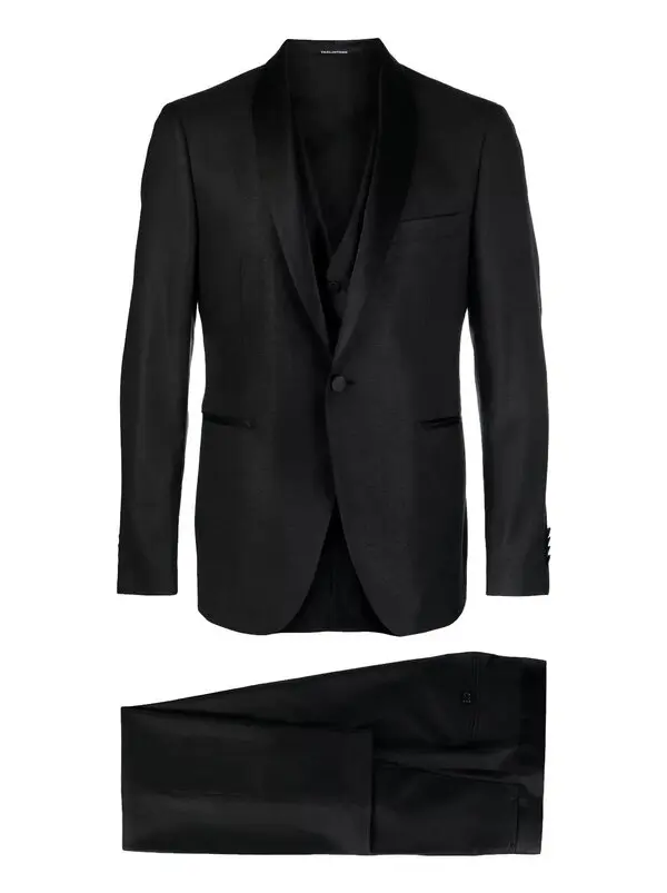 Tagliatore Satin-lapel Three-piece Suit - Black