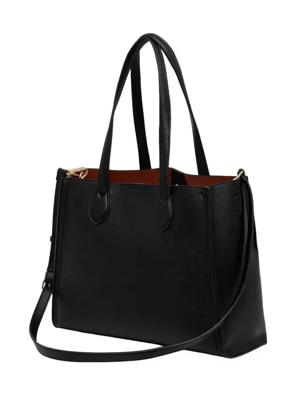 TWINSET Textured Logo-plaque Tote Bag - Black
