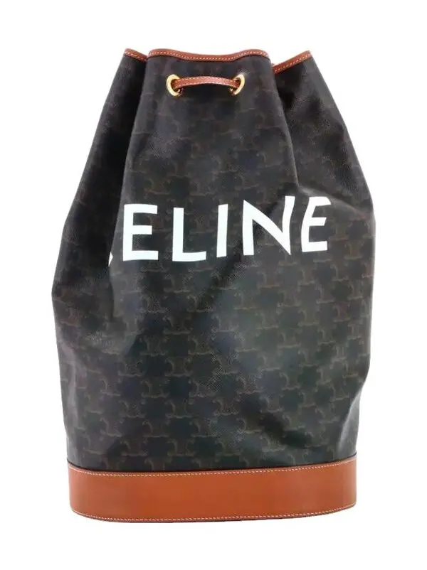Celine Sailor Bag Triomphe Coated Canvas Medium Bucket Bag - Brown